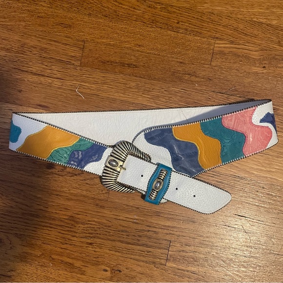 Accessories | Vintage 8s90s Belt Viva Belts Ml 36 In White Multicolor ...